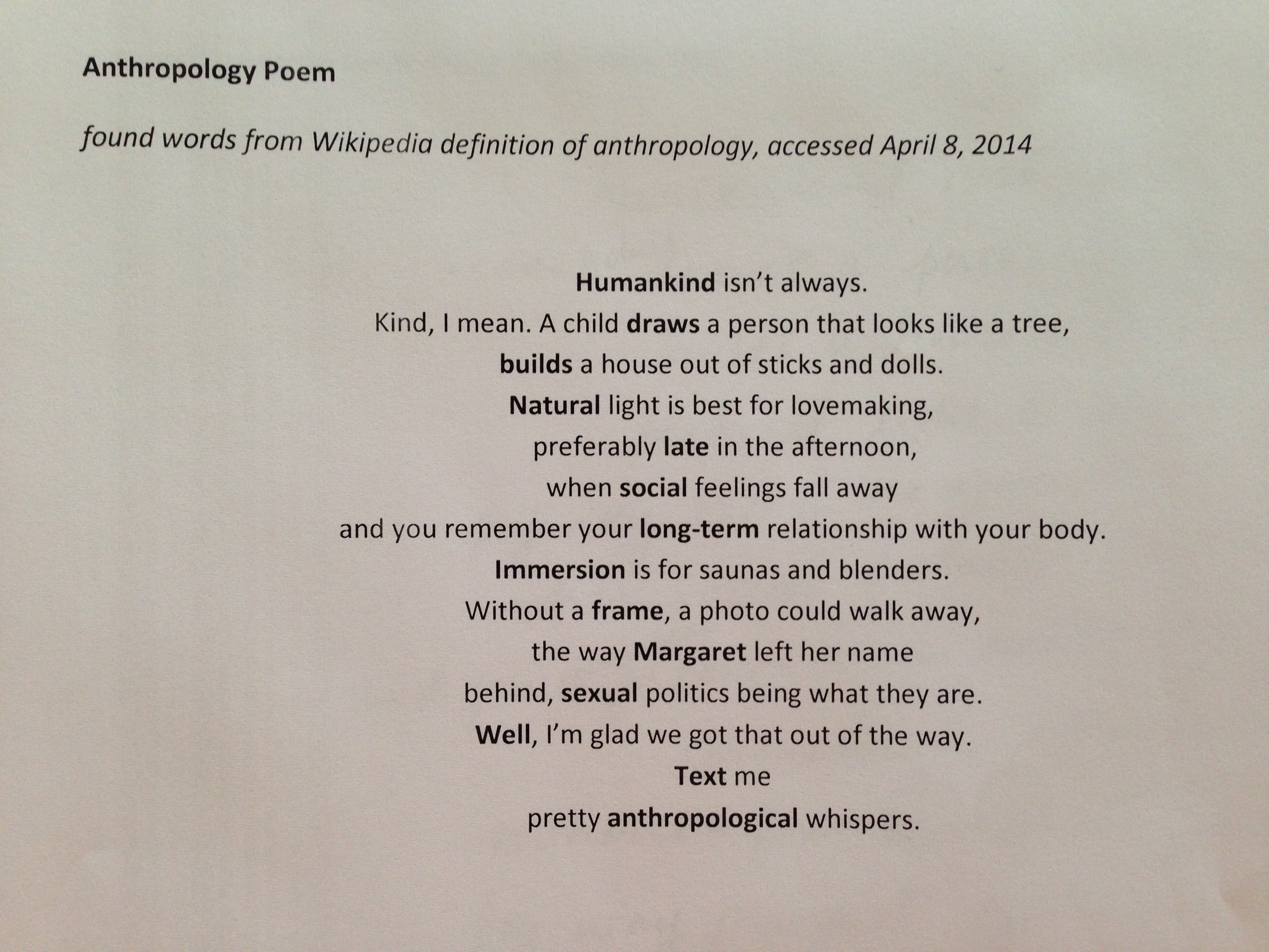 A Poem from Nothing but Words : The Column Poem (PAD Prompt #27 ...